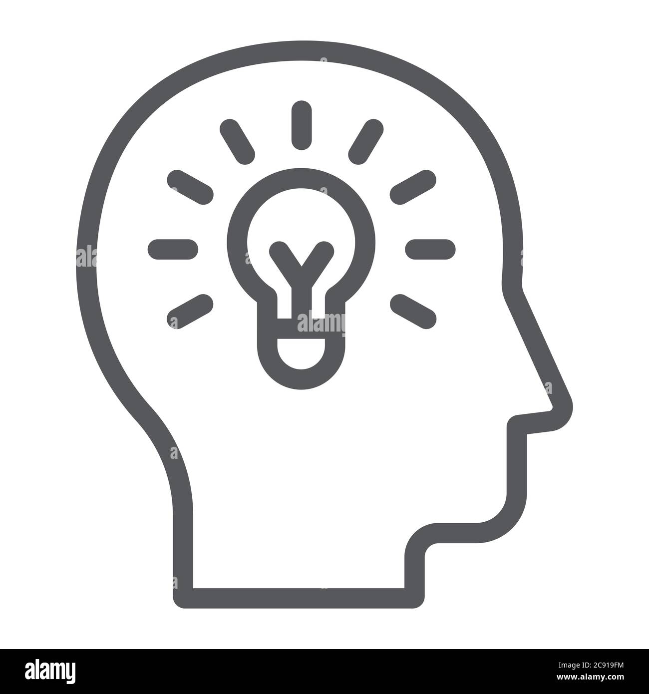 Human idea line icon, creativity and solution, light bulb in head sign ...