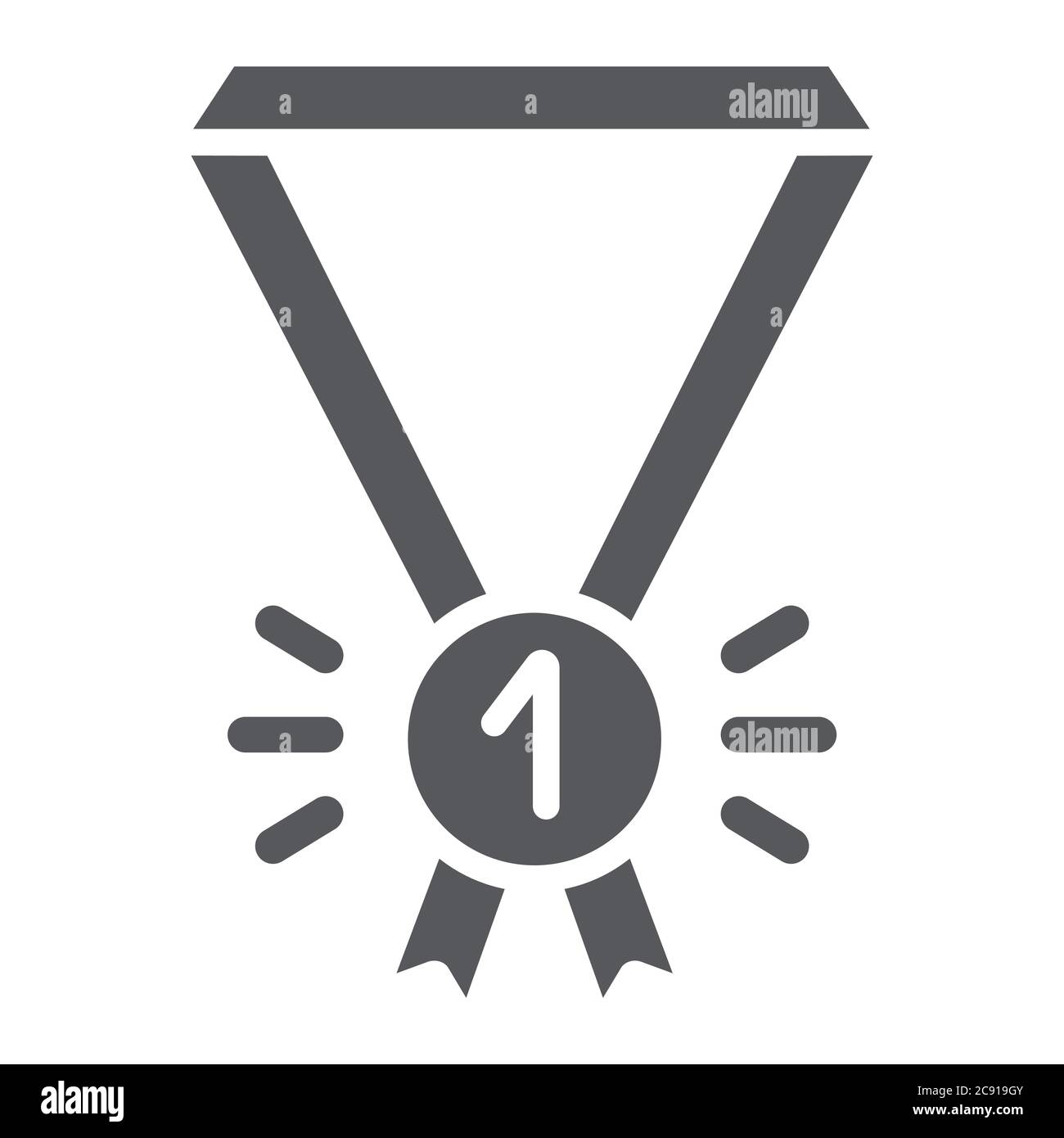 Medal glyph icon, badge and award, first place prize sign, vector ...