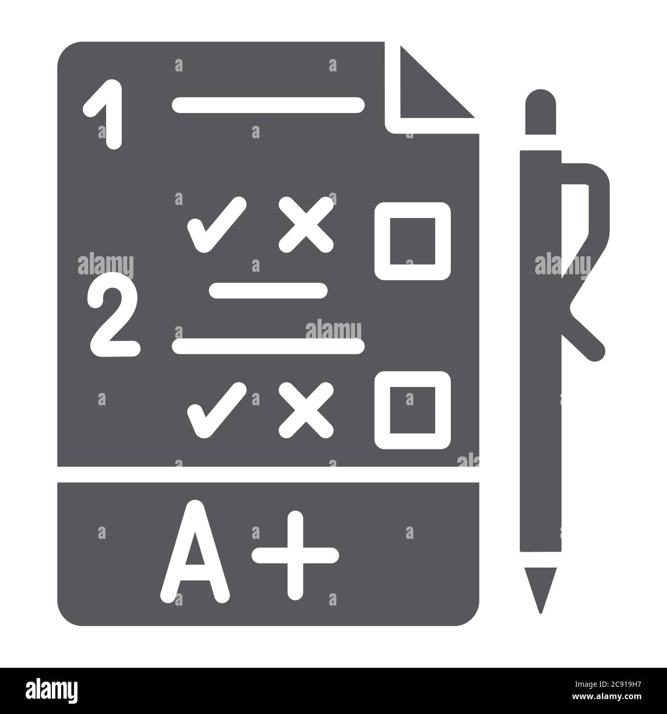 Exam glyph icon, questionnaire and form, task sign, vector graphics, a ...