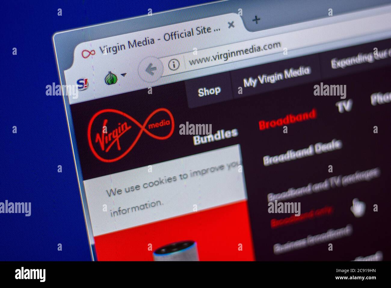 Ryazan, Russia - June 05, 2018: Homepage of VirginMedia website on the ...