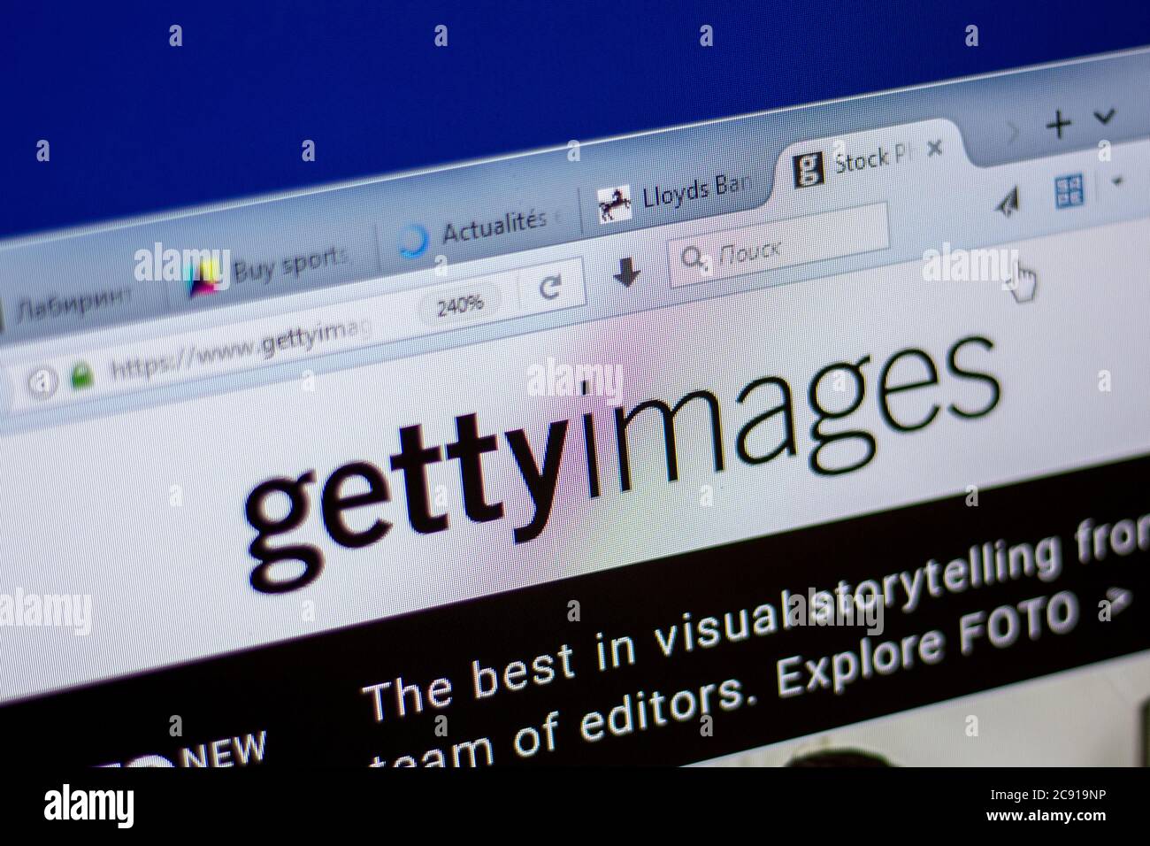 Ryazan, Russia - June 05, 2018: Homepage of GettyImages website on the ...
