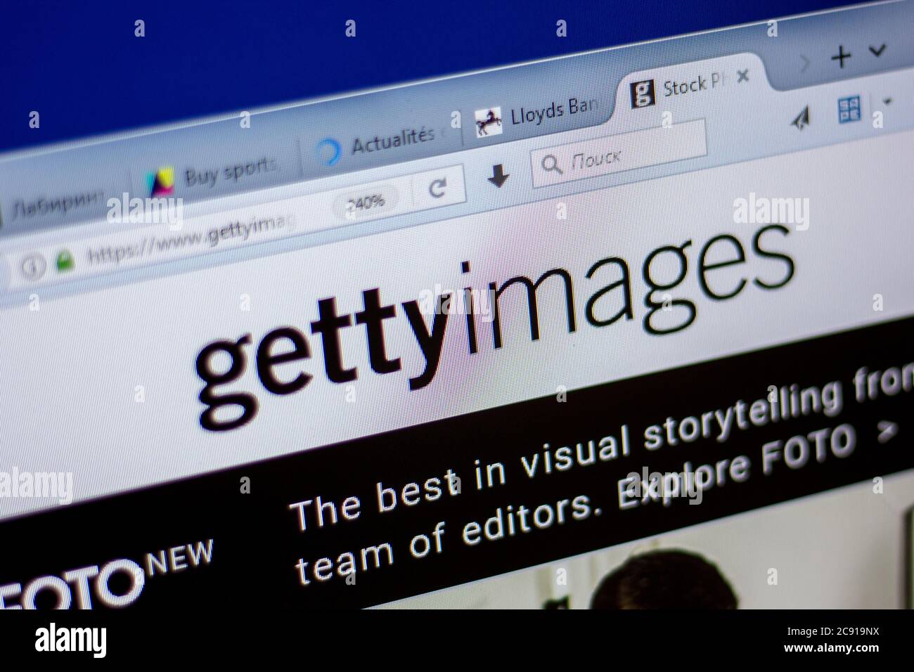 Ryazan, Russia - June 05, 2018: Homepage of GettyImages website on the ...