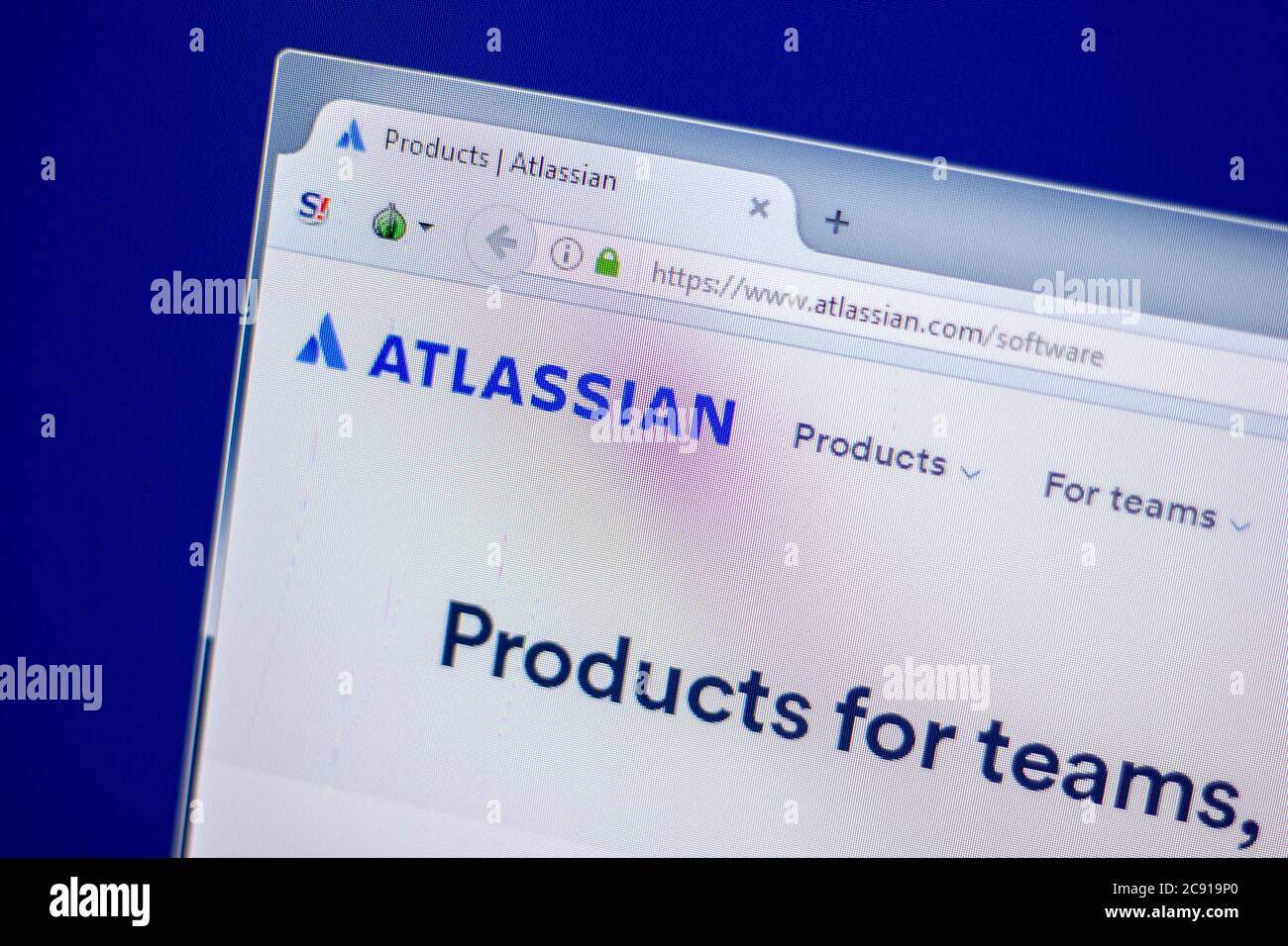 Ryazan, Russia - June 05, 2018: Homepage of Atlassian website on the ...