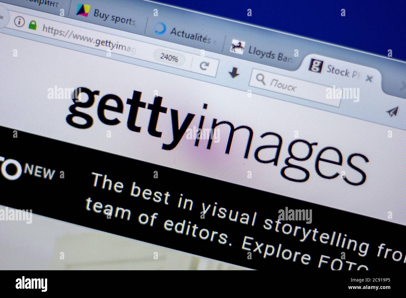 Ryazan, Russia - June 05, 2018: Homepage of GettyImages website on the ...