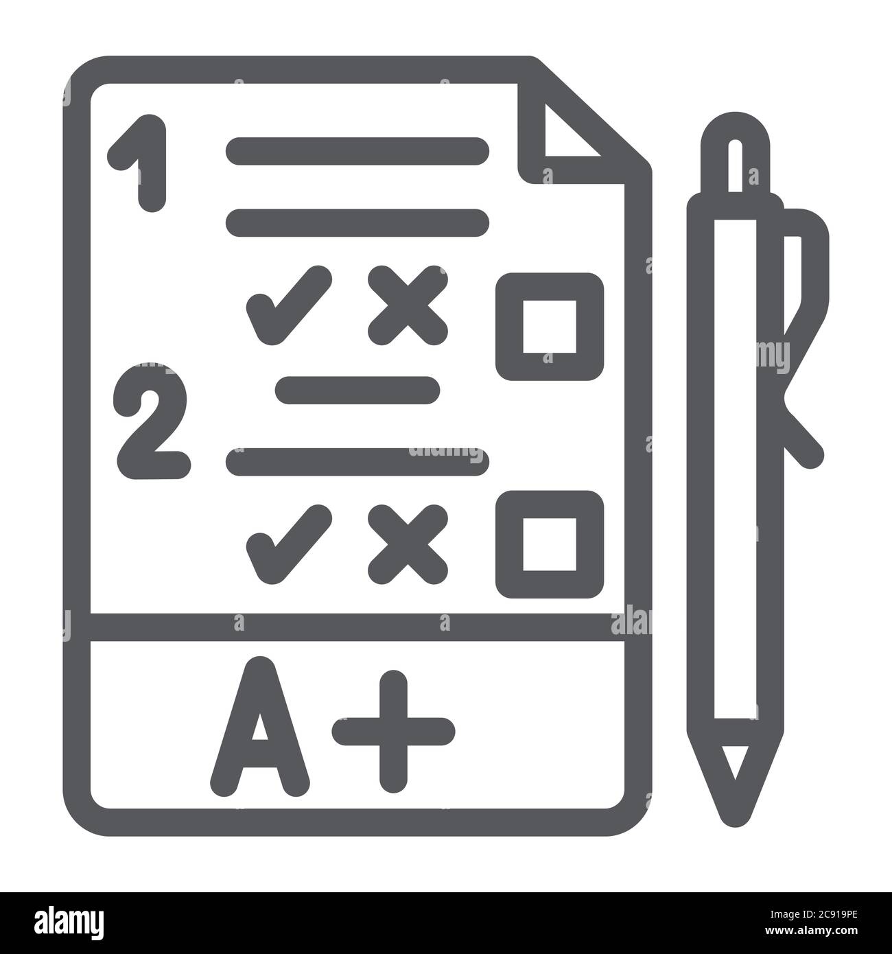 Exam line icon, questionnaire and form, task sign, vector graphics, a ...