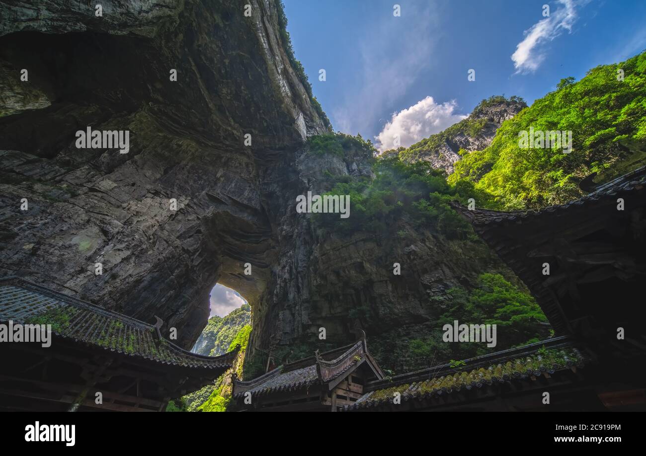 Traditional chinese architecture pagoda buildings in front of the stone ...