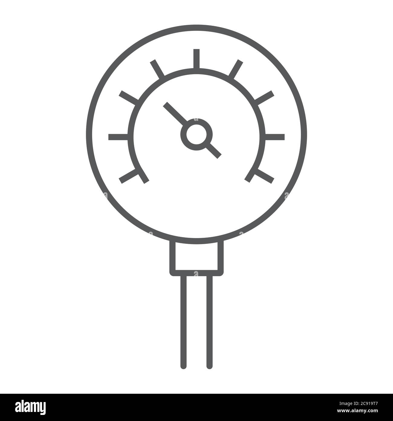 Oil manometer thin line icon, control and meter, pressure gage sign ...