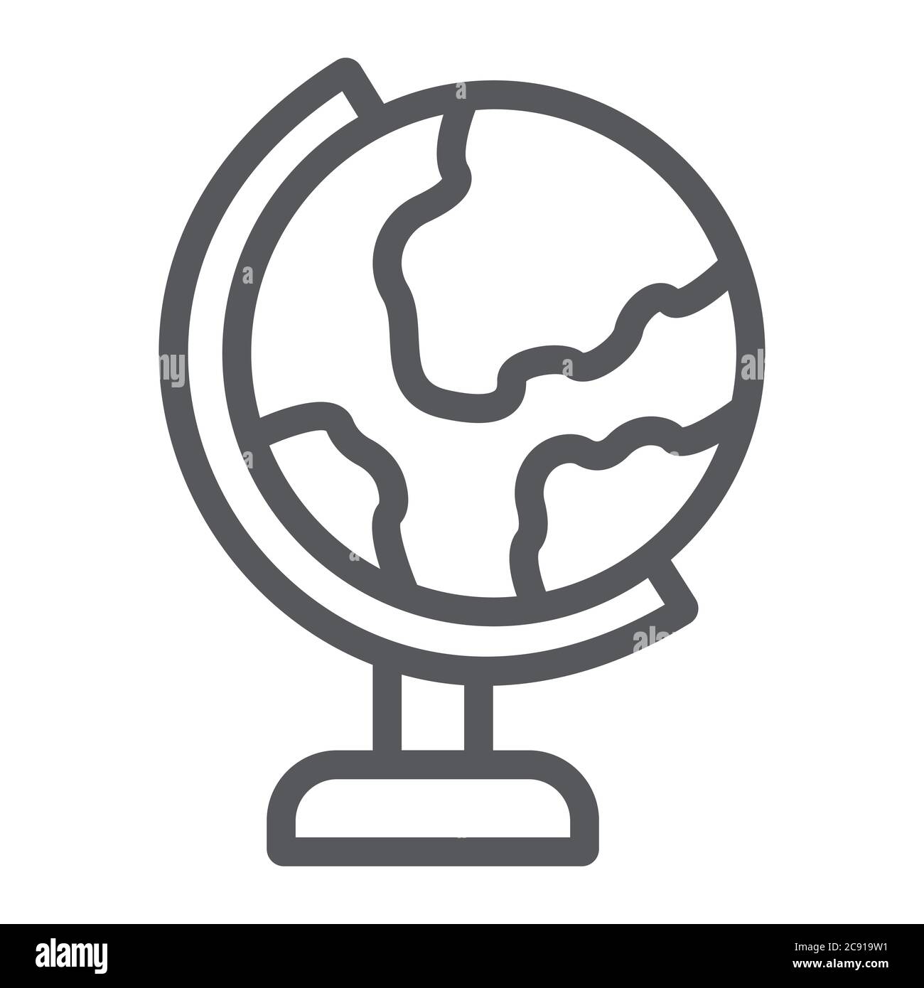 Table globe line icon, education and geography, world map sign, vector ...