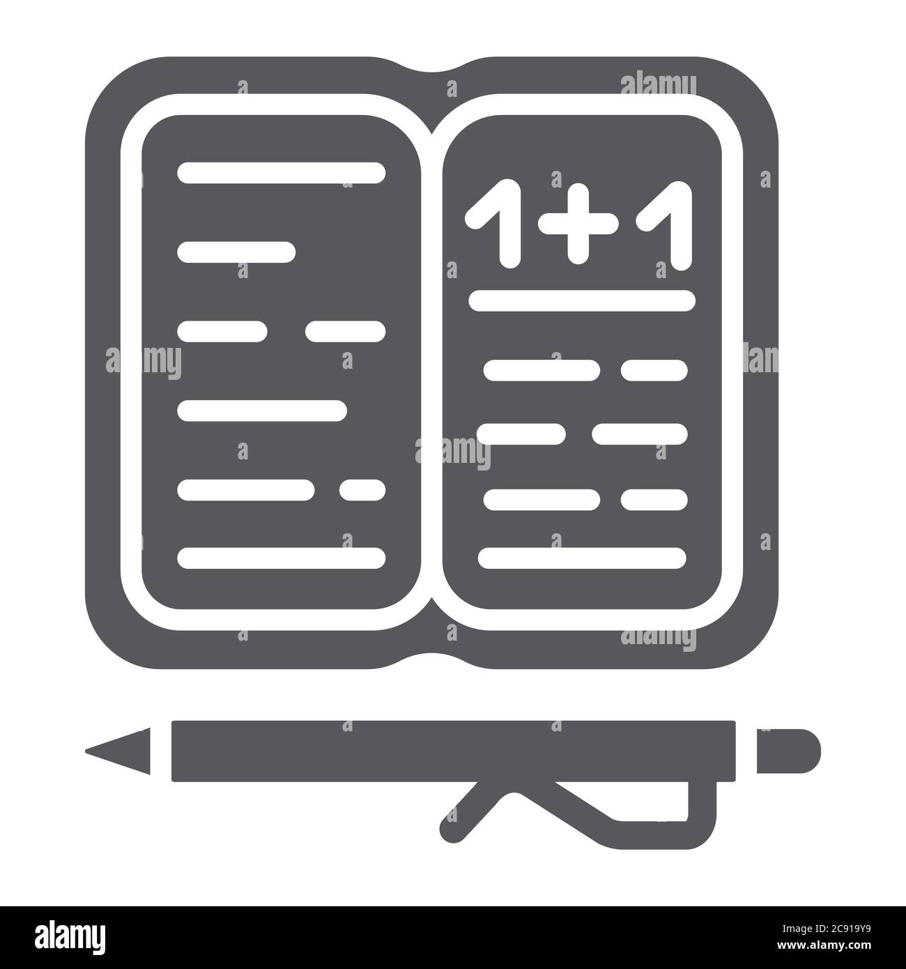 Homework glyph icon, paper and school, notebook with pen sign, vector ...