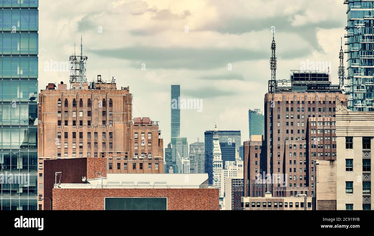 Manhattan diverse architecture, color toning applied, New York City ...