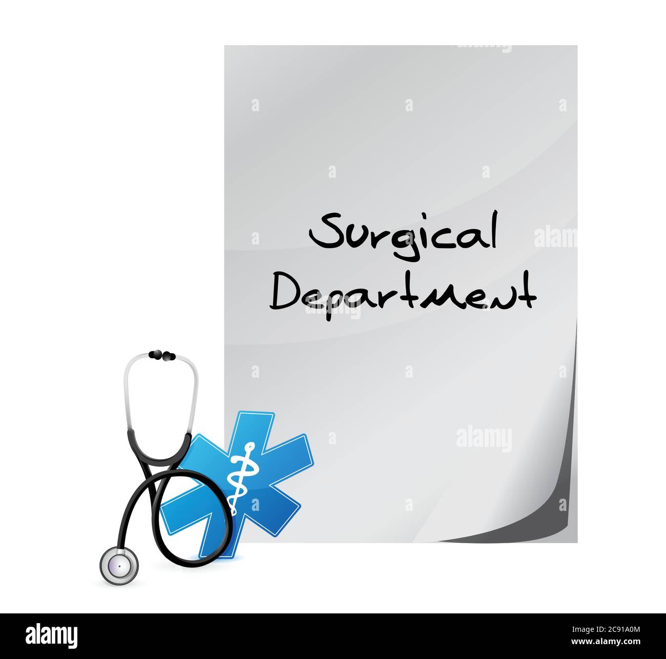 Surgical department medical message illustration design over a white ...