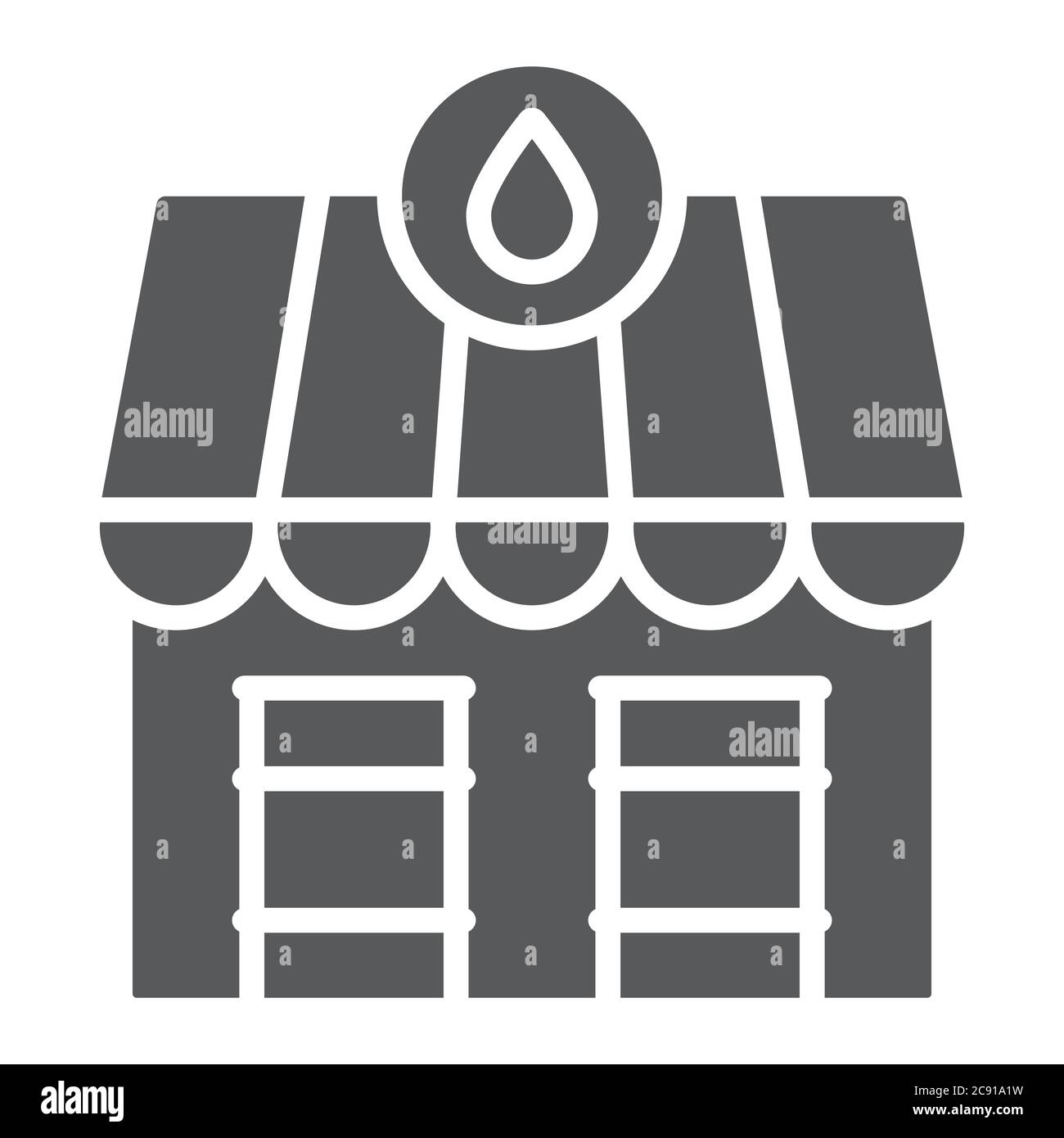 Oil station market glyph icon, fuel and architecture, oil market ...