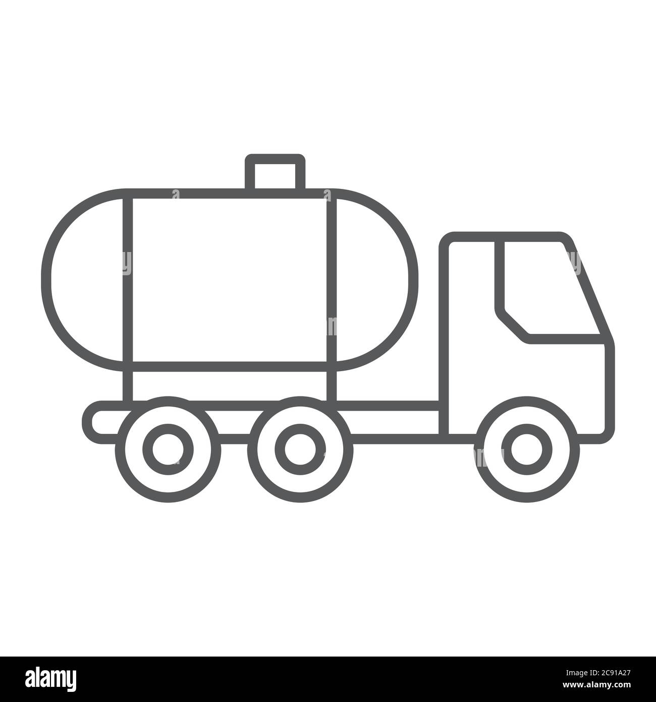 Oil tank thin line icon, fuel and car, oil transportation sign, vector ...