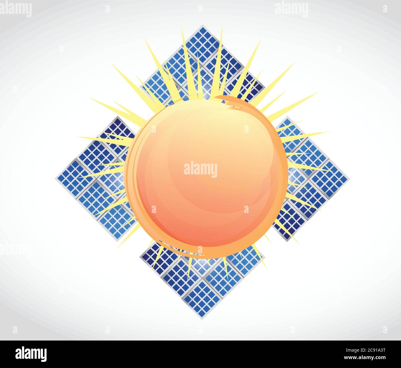 Sun solar panels illustration design over a white background Stock ...