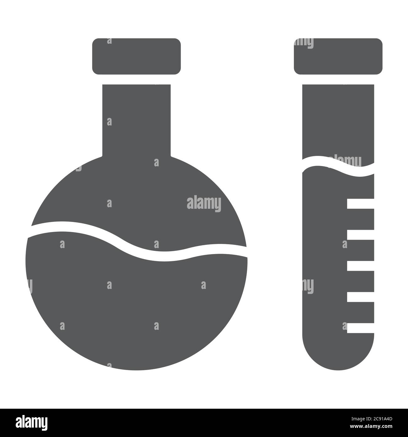 Chemical analysis glyph icon, laboratory and flask, tube test sign ...