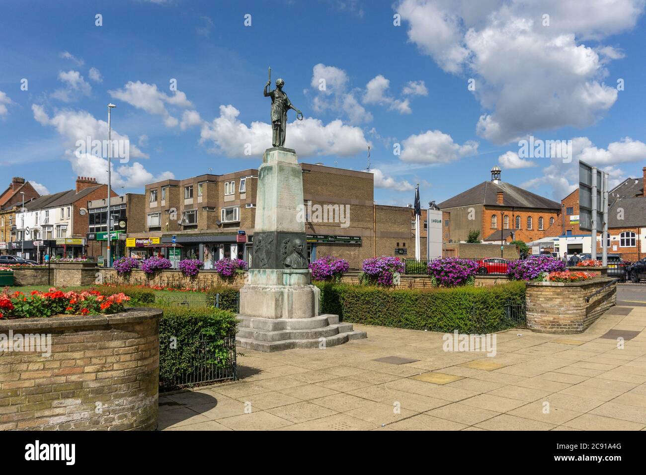 The Garden of Remembrance, with the memorial to local hero Edgar Mobbs ...