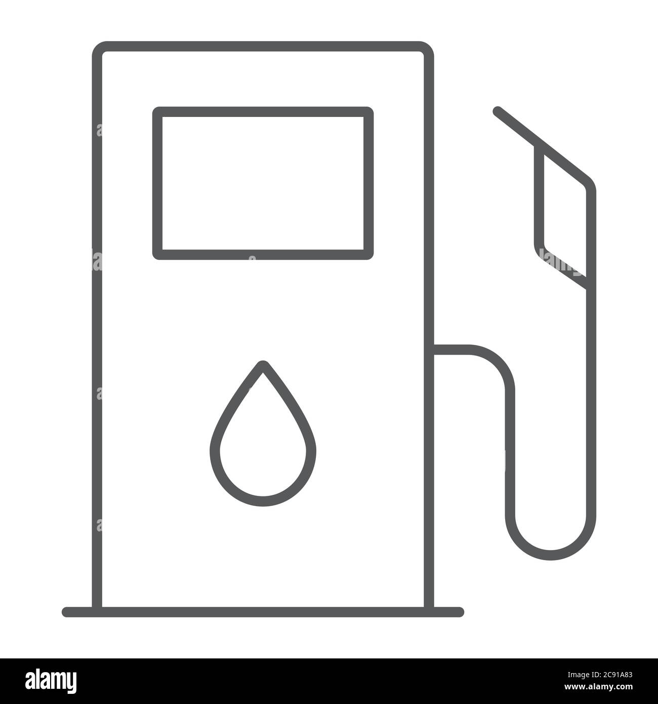 Gas station thin line icon, fuel and gasoline, filling station sign ...