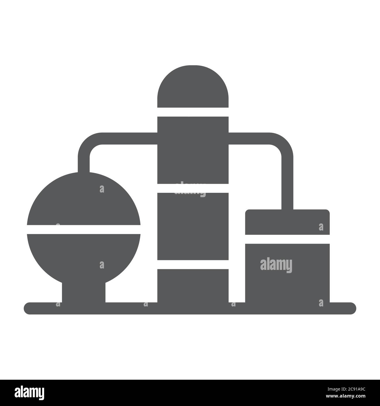 Refinery glyph icon, fuel and plant, oil factory sign, vector graphics ...