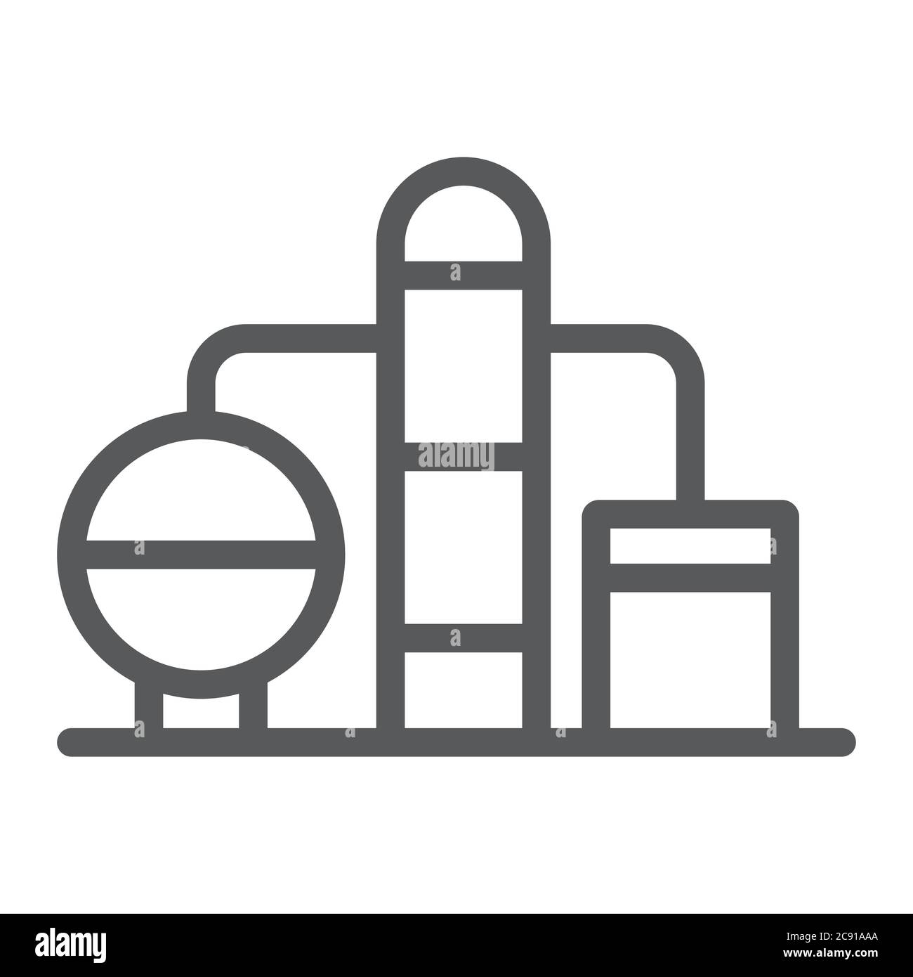 Refinery line icon, fuel and plant, oil factory sign, vector graphics ...