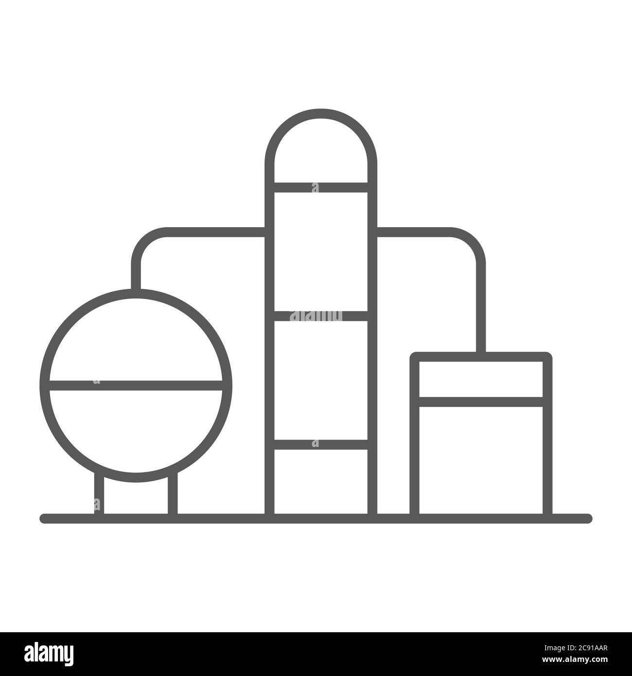 Refinery thin line icon, fuel and plant, oil factory sign, vector ...