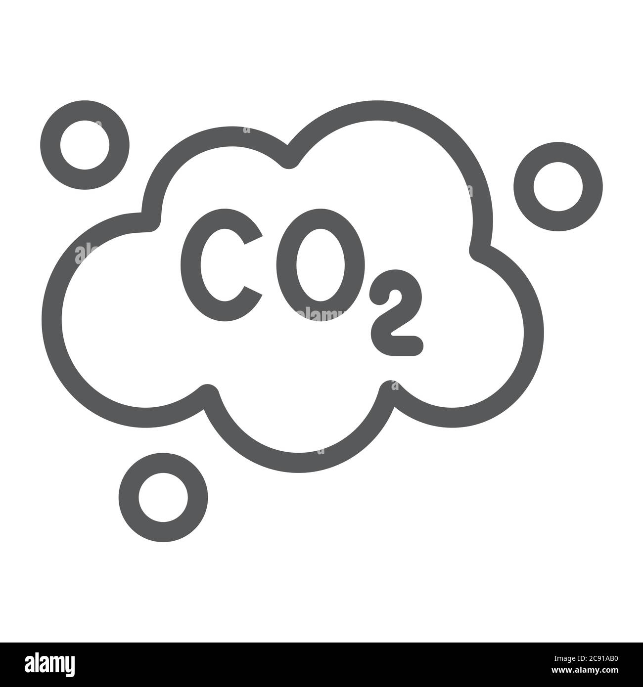 Pollution co2 line icon, ecology and dioxide, co2 emissions cloud sign ...