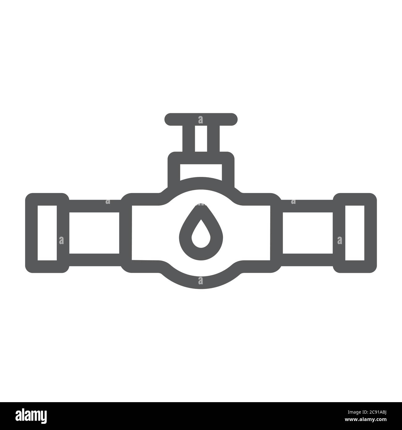 Oil valve line icon, faucet and tube, pipe with valve sign, vector ...