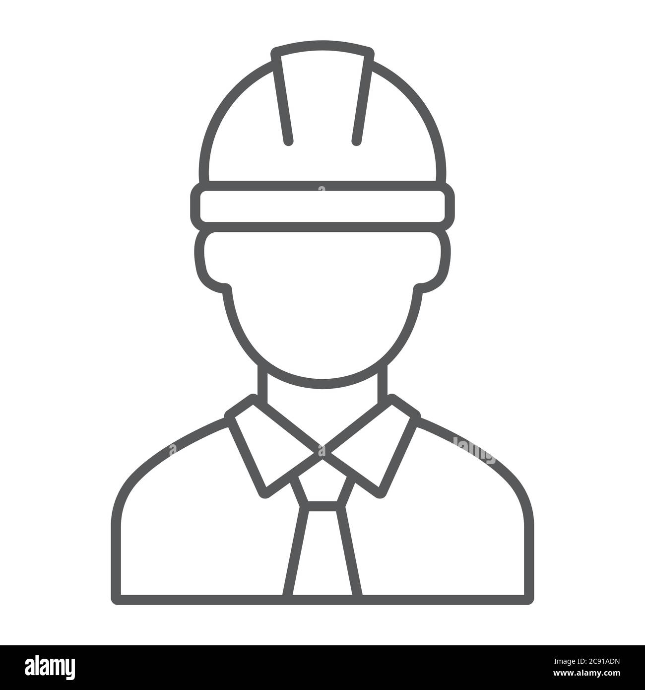Oilman thin line icon, industy and man, worker sign, vector graphics, a ...