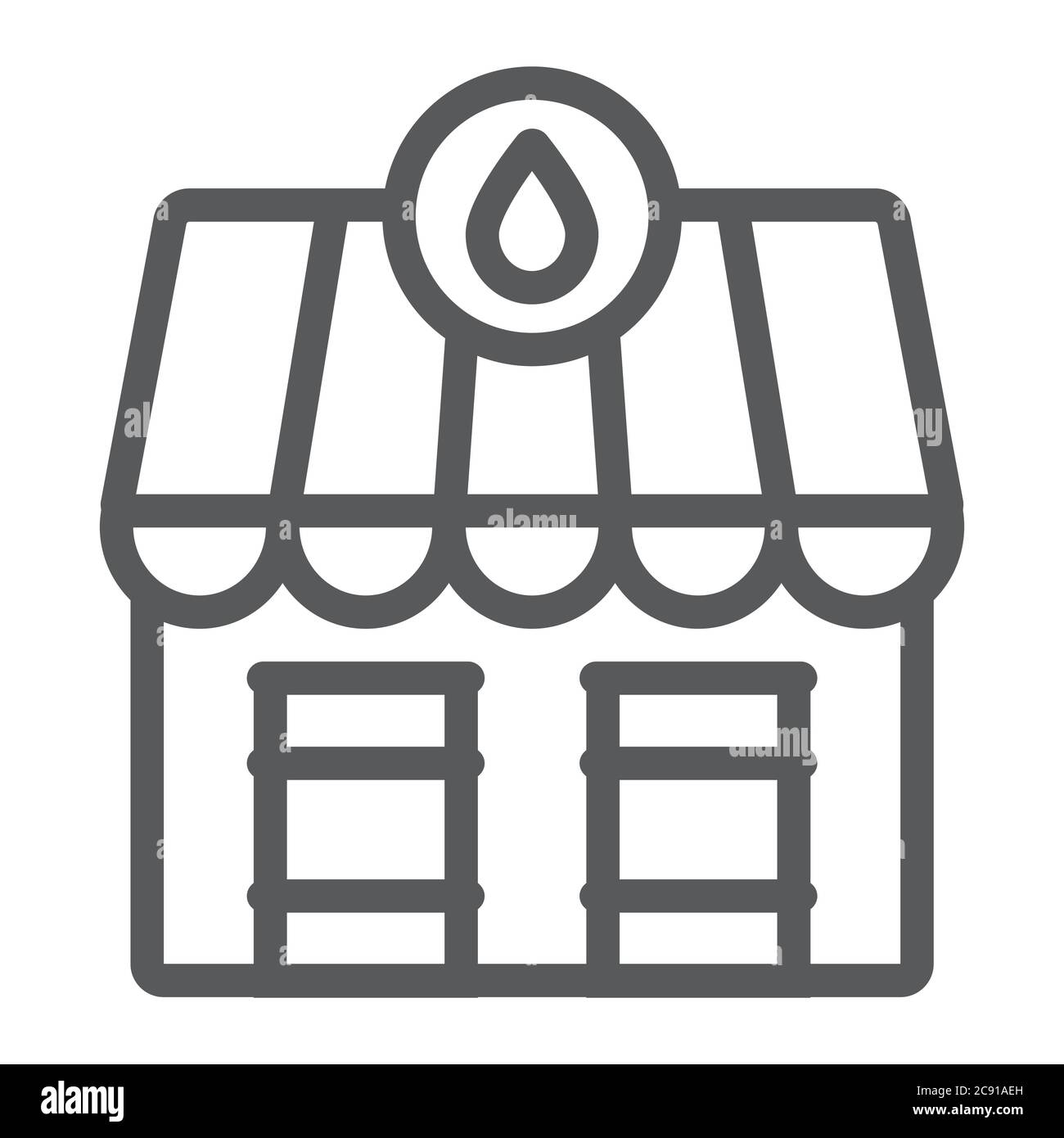 Oil station market line icon, fuel and architecture, oil market ...