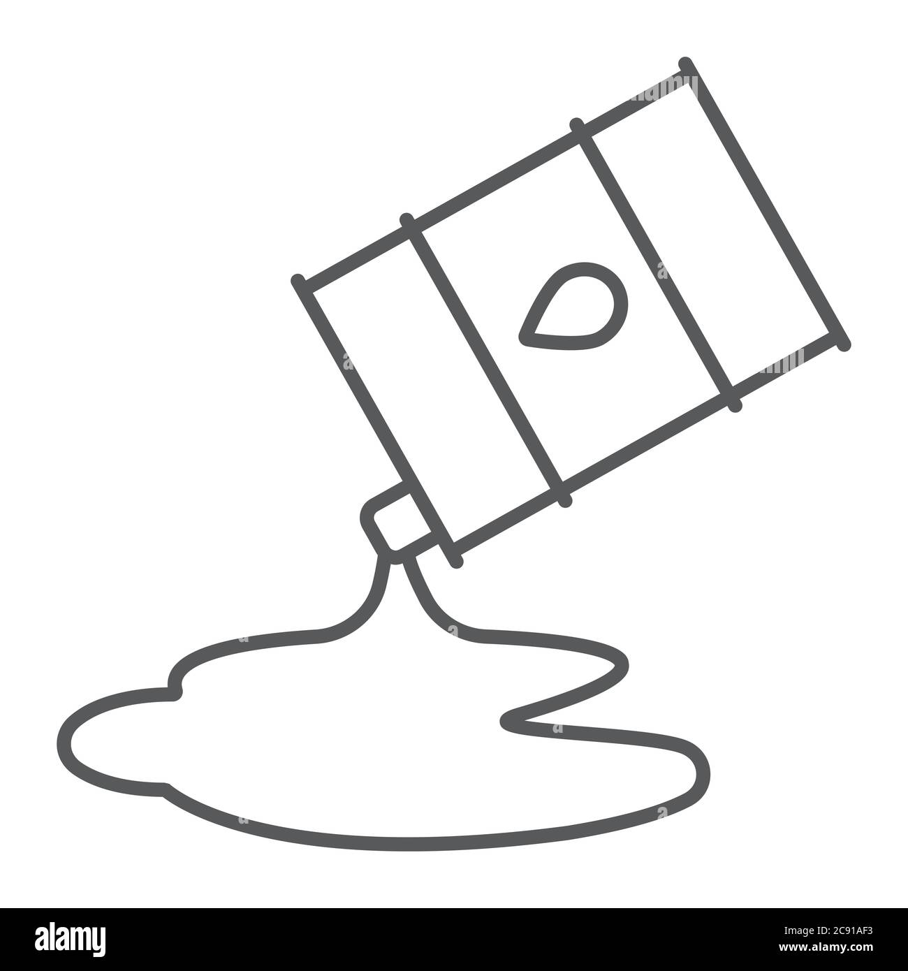 Oil spill thin line icon, fuel and storage, oil barrel sign, vector ...