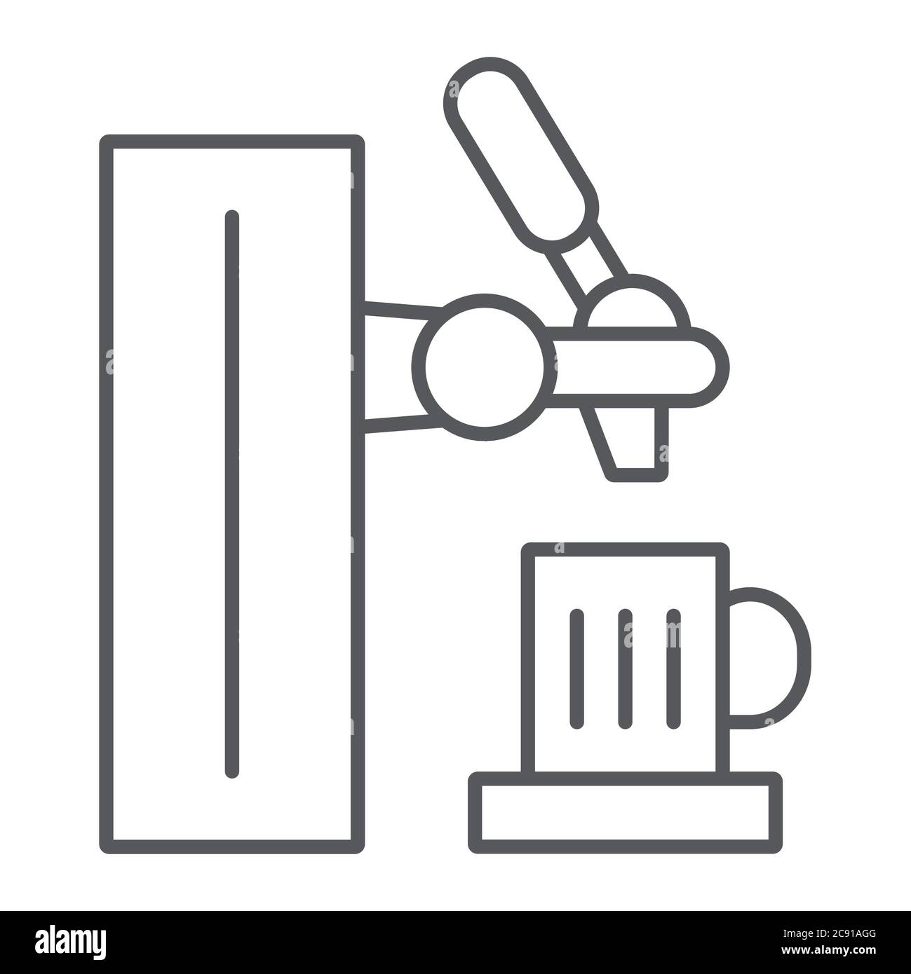 Beer tap thin line icon, beverage and brewery, bar tap sign, vector ...