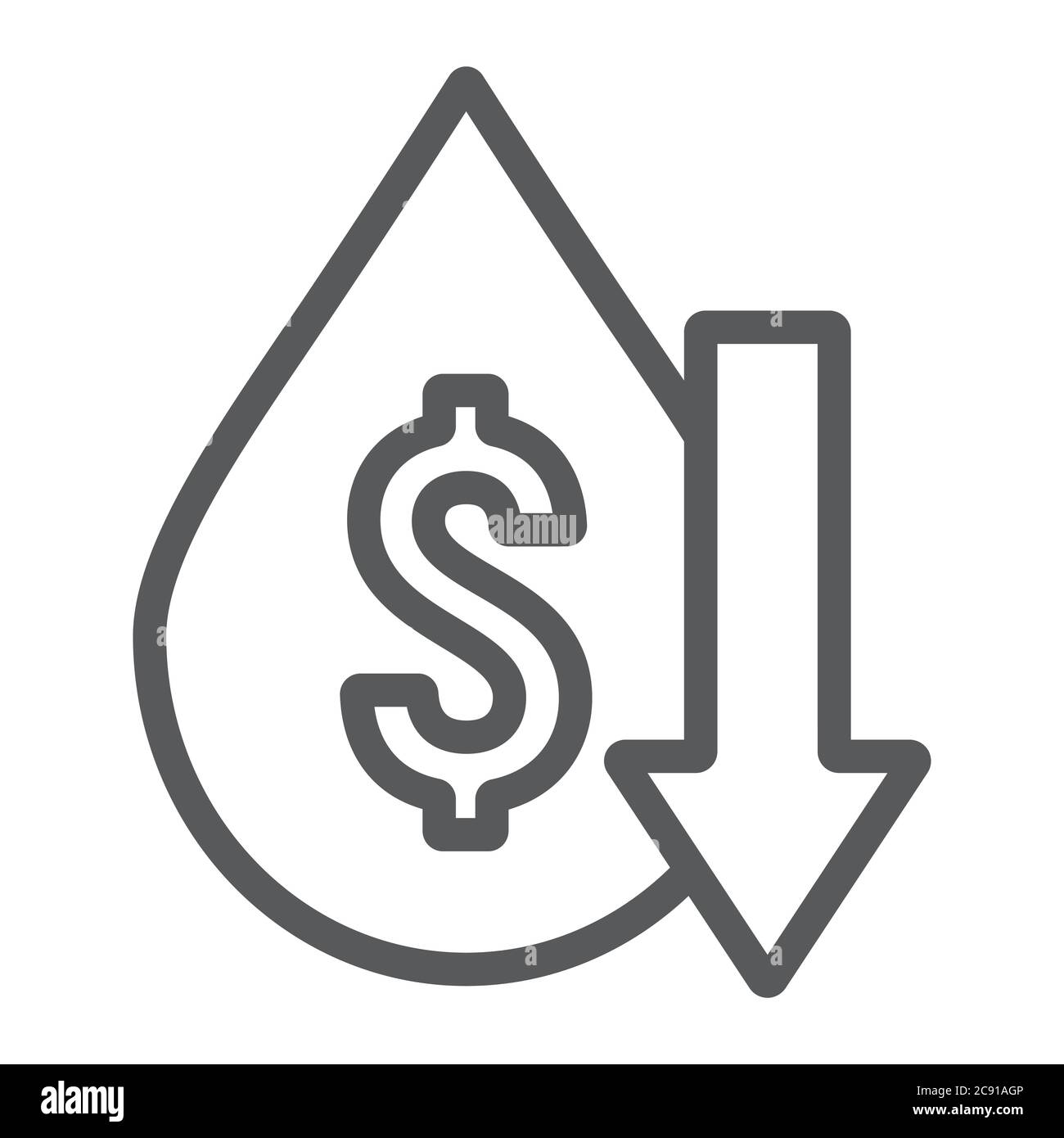 Oil price fall line icon, crisis and fuel, oil cost low sign, vector ...