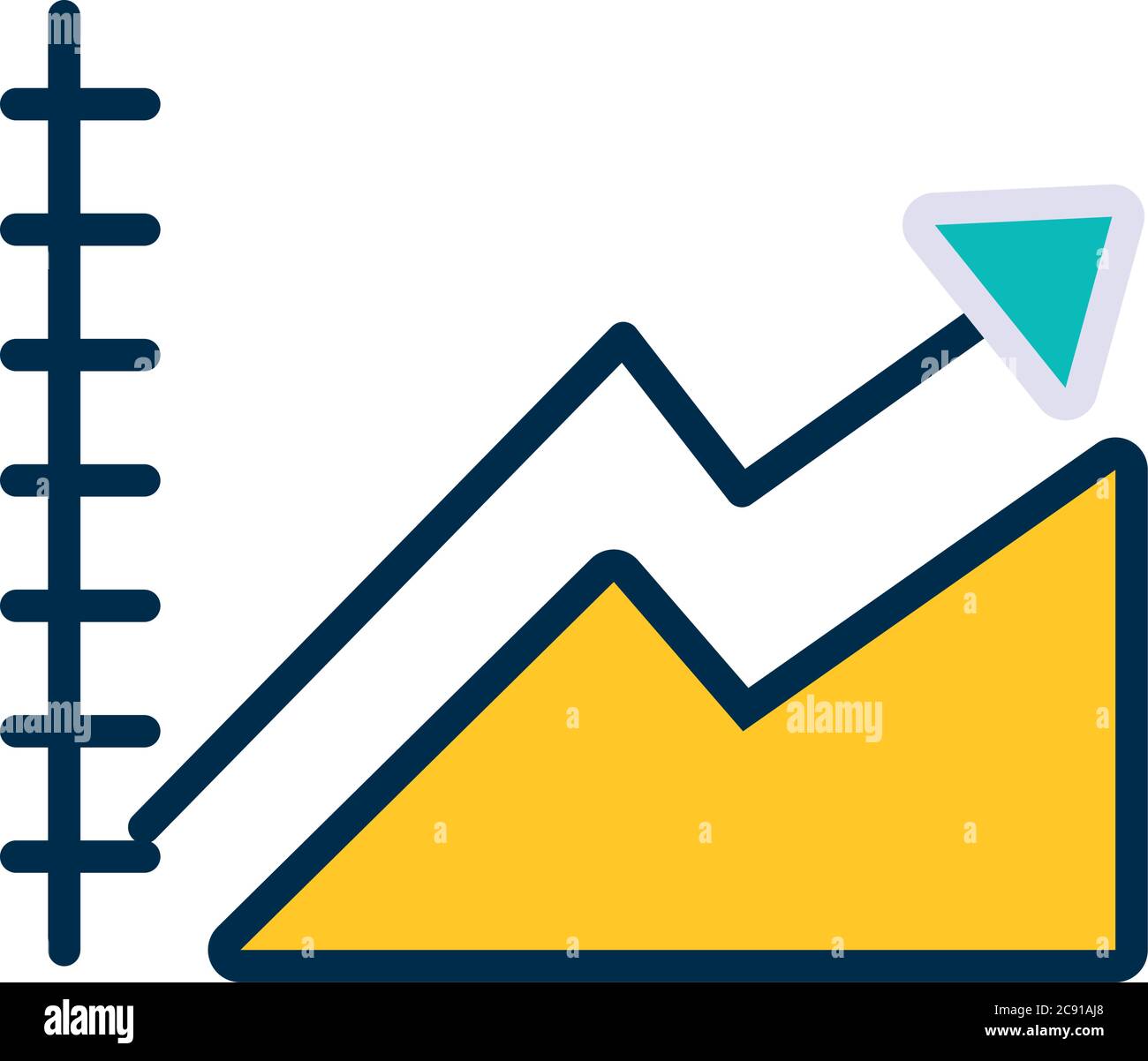 ascending graphic chart icon over white background, line and fill style ...
