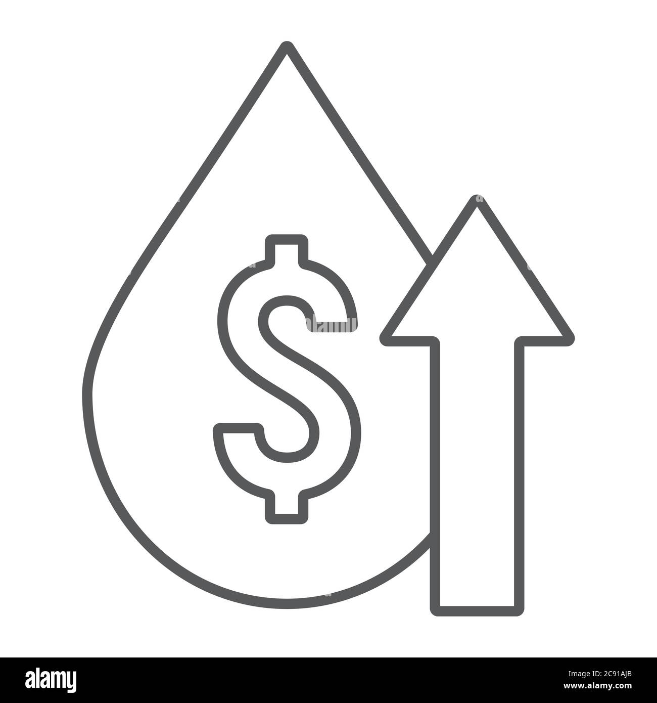 Oil price thin line icon, fuel and market, oil cost growth sign, vector ...