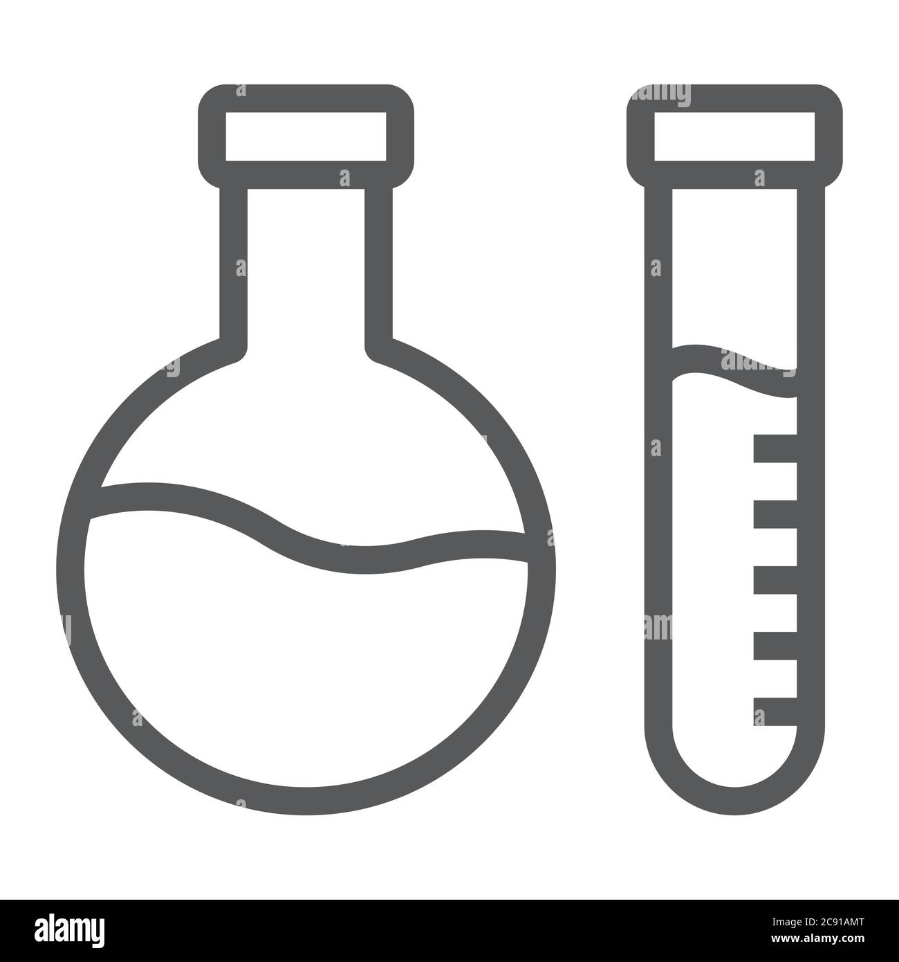 Chemical analysis line icon, laboratory and flask, tube test sign ...