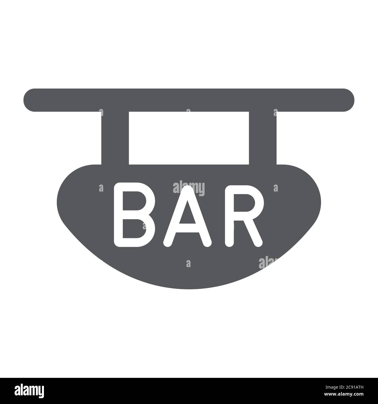Bar signboard glyph icon, banner and decoration, wooden plank sign ...