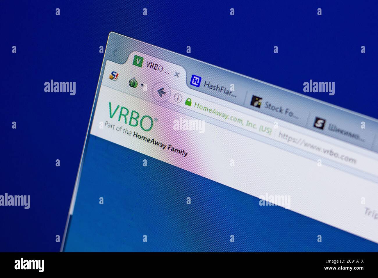 Ryazan, Russia - June 17, 2018: Homepage of VRBO website on the display ...