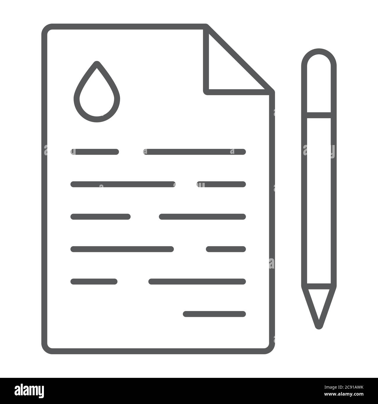 Oil contract thin line icon, deal and fuel, agreement sign, vector ...