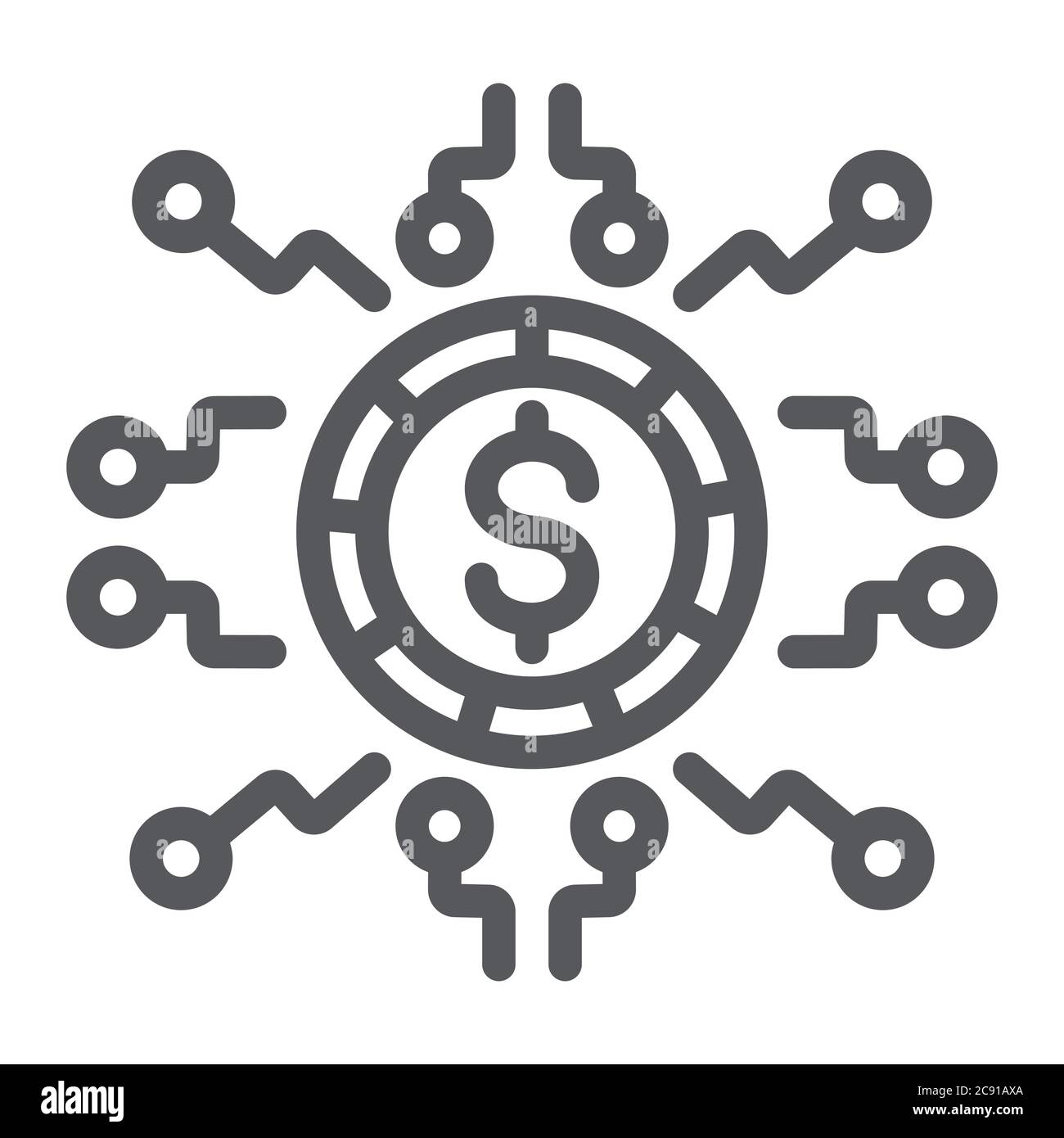 Digital money line icon, finance and banking, digital currency sign ...