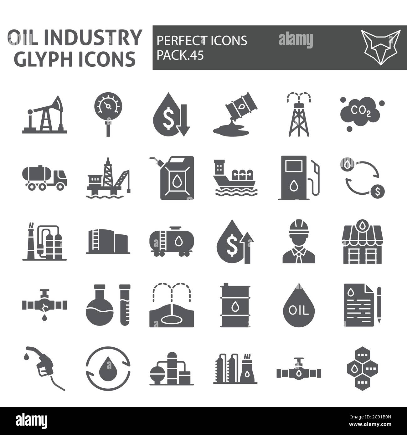 Oil industry glyph icon set, fuel production symbols collection, vector ...