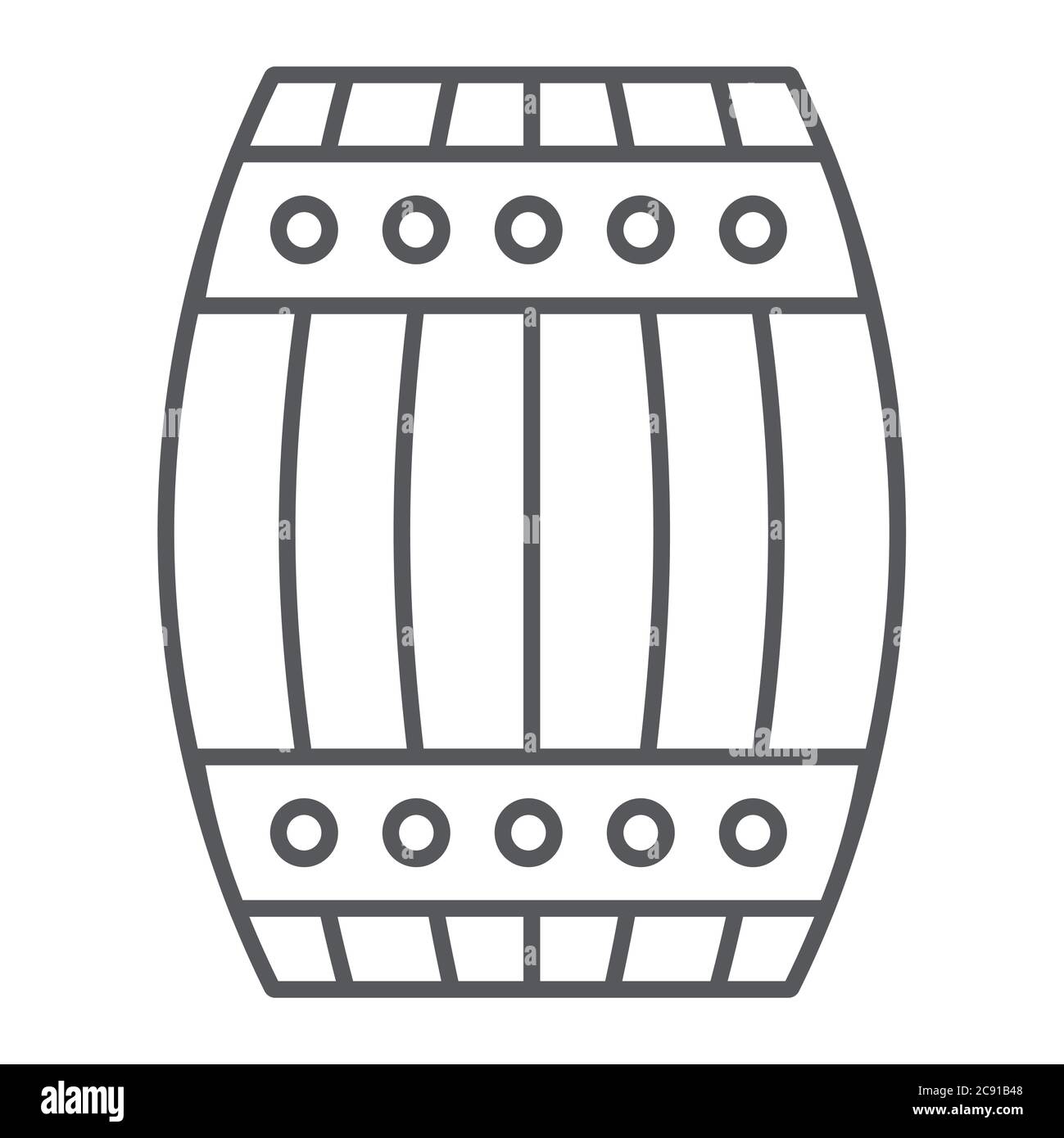 Barrel thin line icon, container and storage, wooden keg sign, vector ...