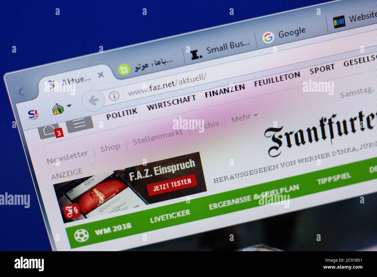 Ryazan, Russia - June 16, 2018: Homepage of Faz website on the display ...