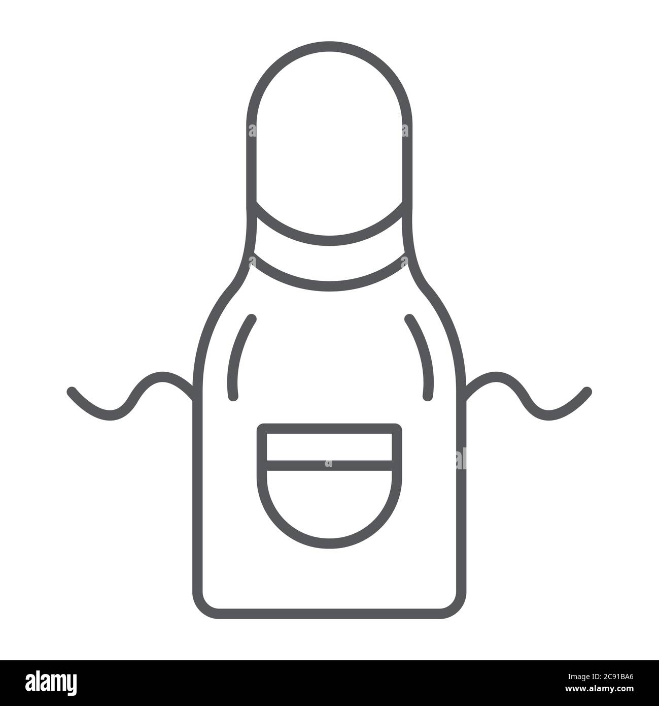 Kitchen apron thin line icon, wear and kitchen, chef garment sign ...