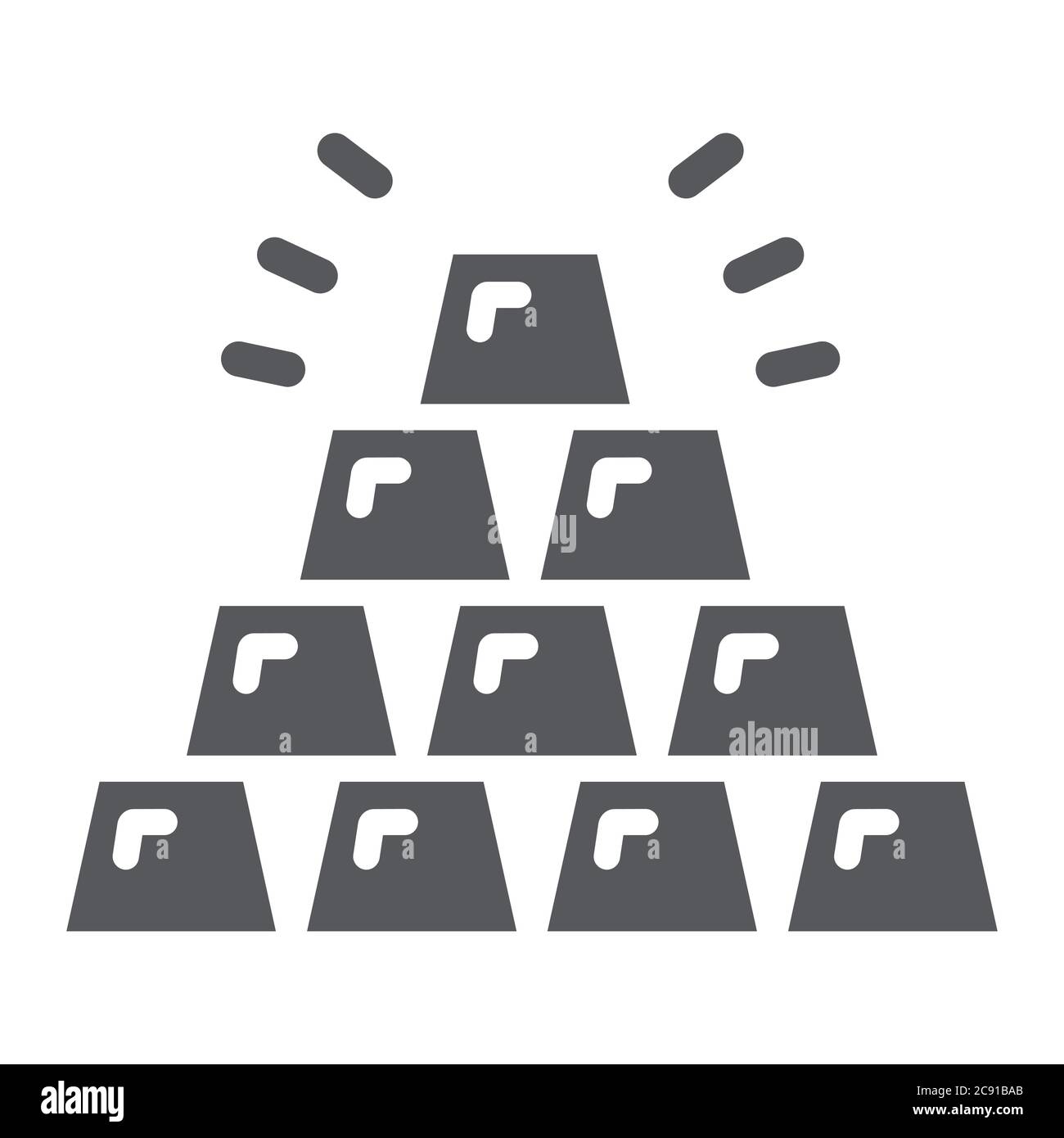 Gold glyph icon, finance and bank, gold bar sign, vector graphics, a ...