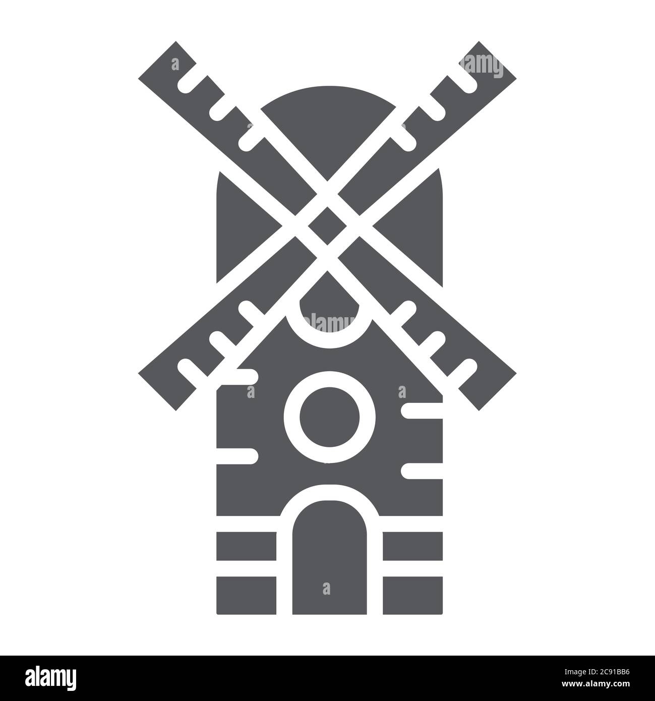 Windmill glyph icon, farm and wind, mill sign, vector graphics, a solid ...