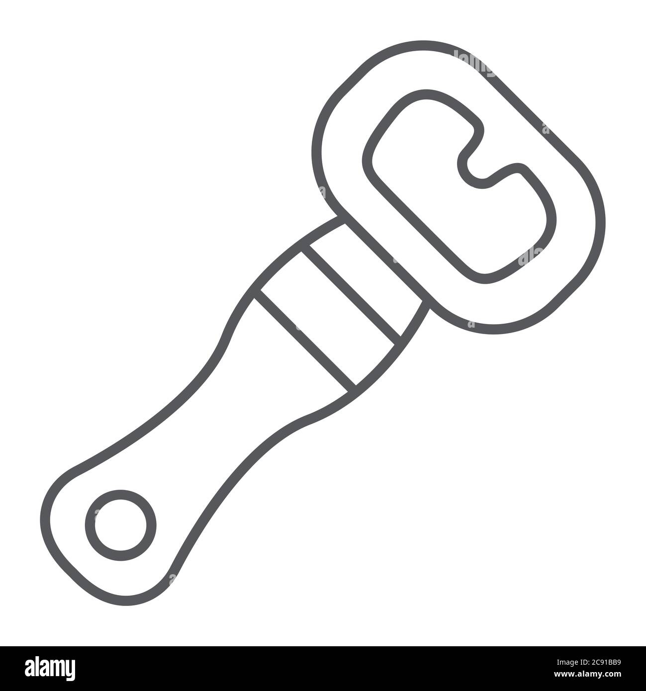 Beer opener thin line icon, drink and kitchenware, bottle opener sign ...