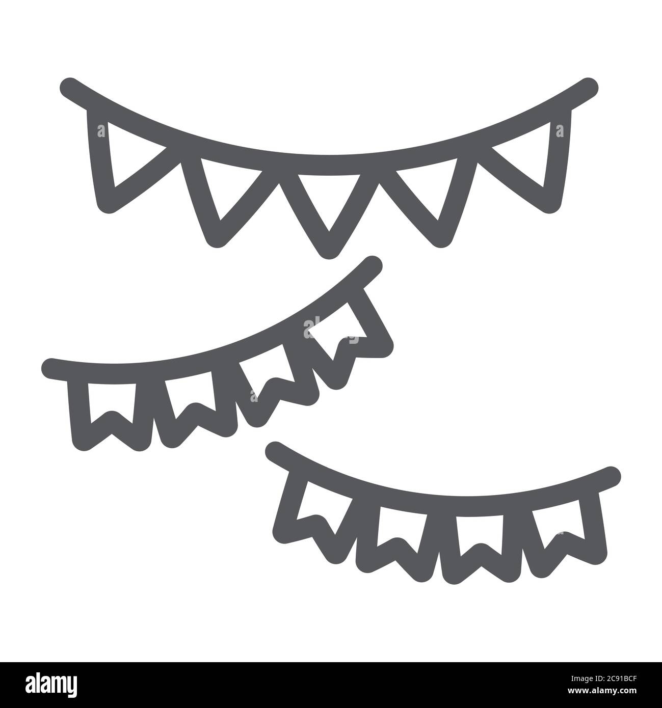 Garlands line icon, festive and decor, party garland sign, vector ...