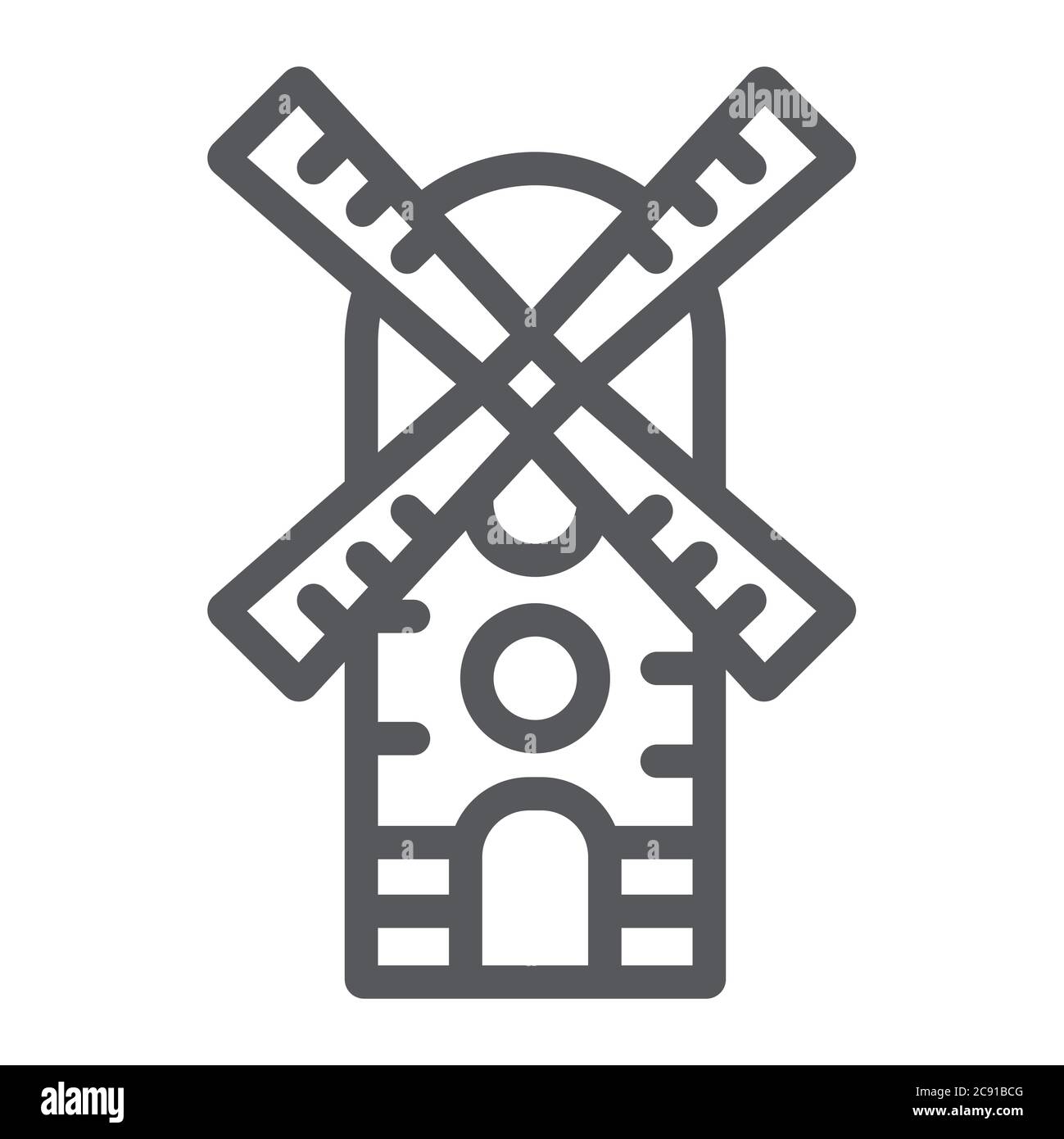 Windmill line icon, farm and wind, mill sign, vector graphics, a linear ...