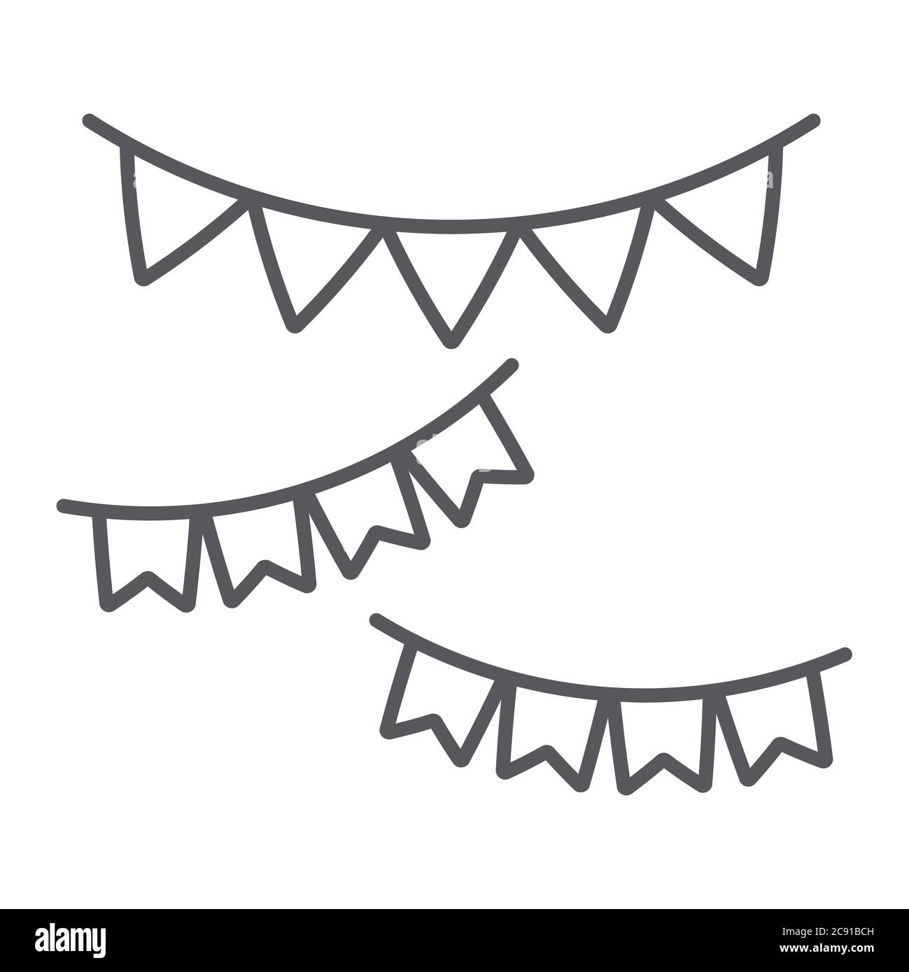 Garlands thin line icon, festive and decor, party garland sign, vector ...