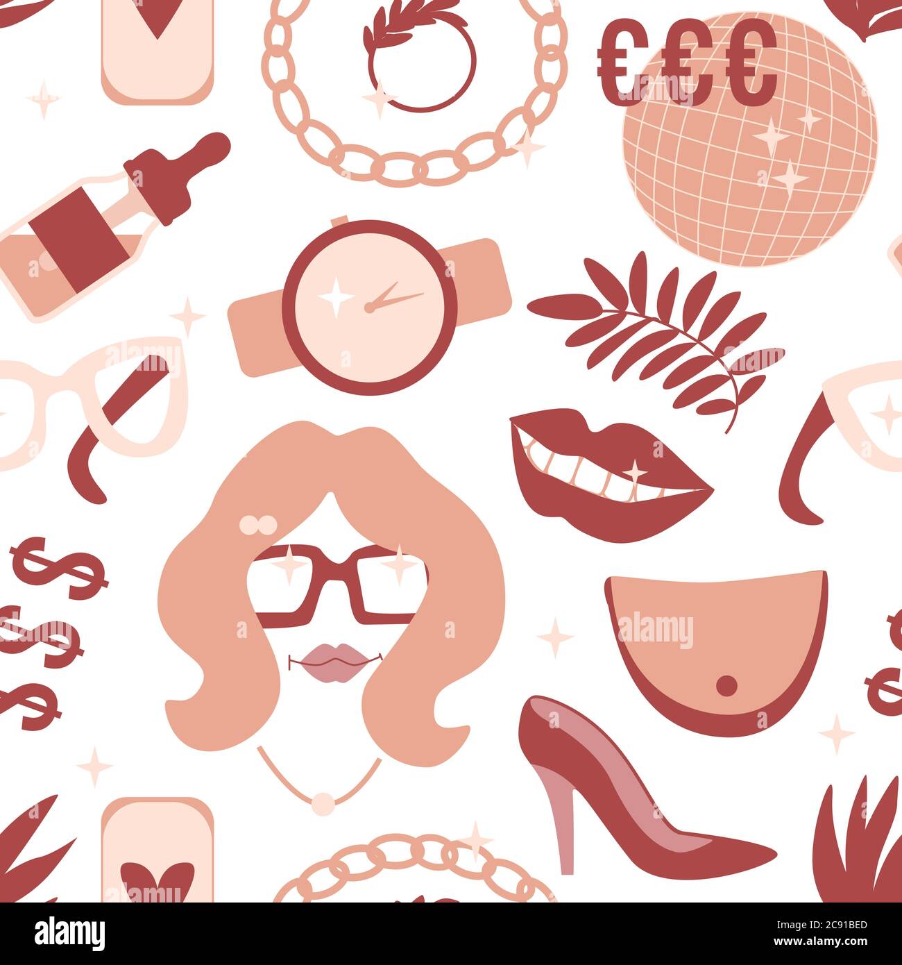 Woman Seamless pattern. Vector stock illustration for surface design ...