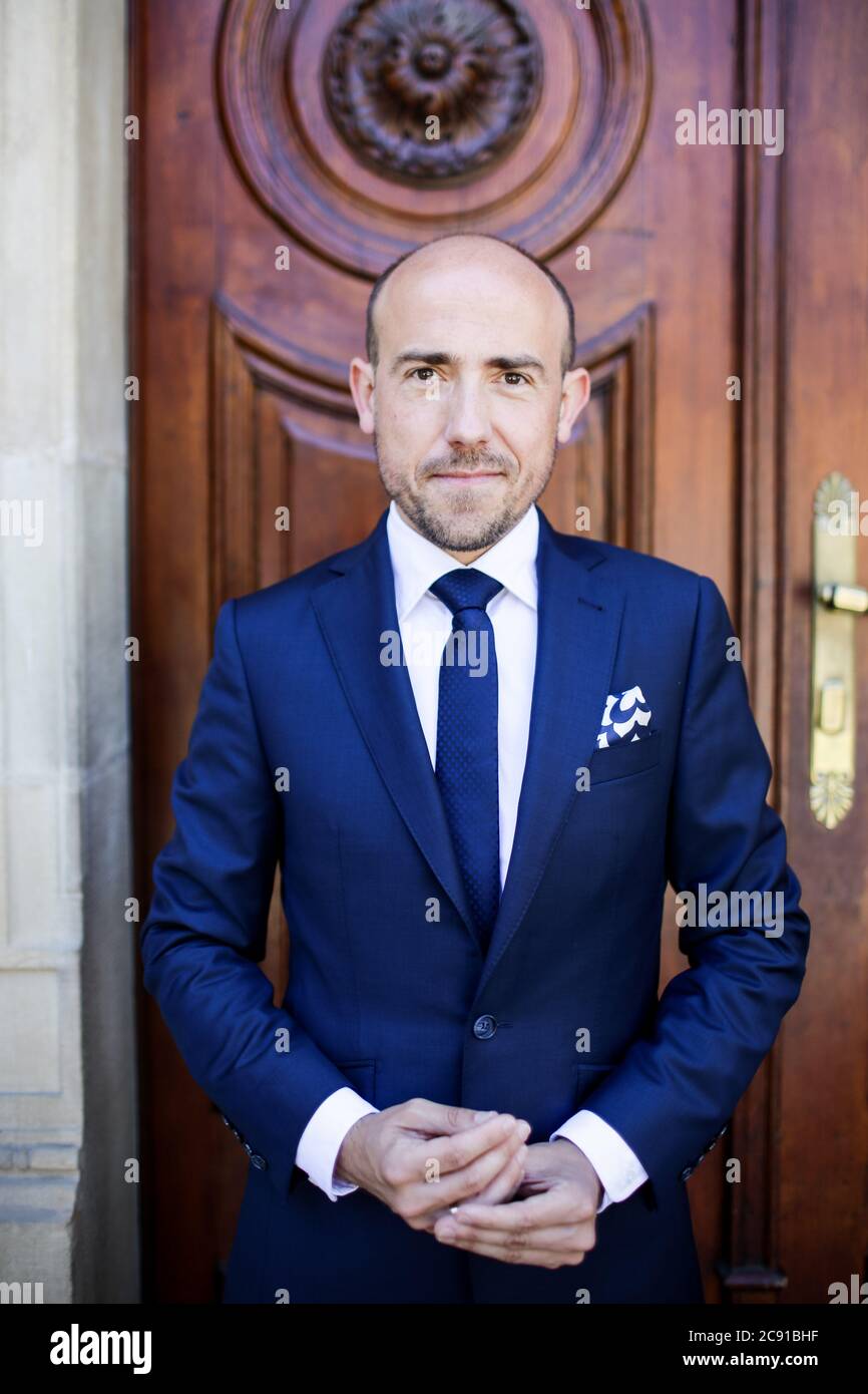 Borys Budka poses for a photo after press conference. Borys Budka, head ...